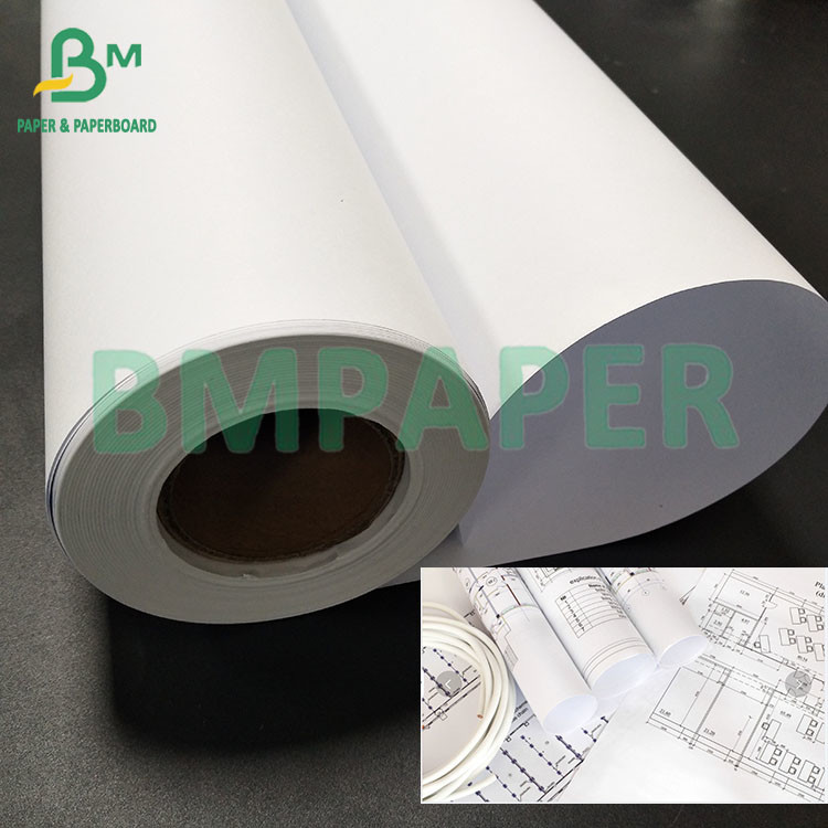 18"×150ft 24"×300ft 2inch Core 20lb สีขาว CAD ไม่เคลือบ
